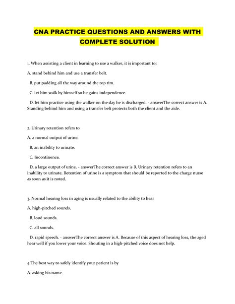 Image result for CNA Questions Worksheet