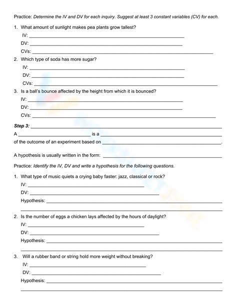 Free Printable Scientific Method Worksheets for Students