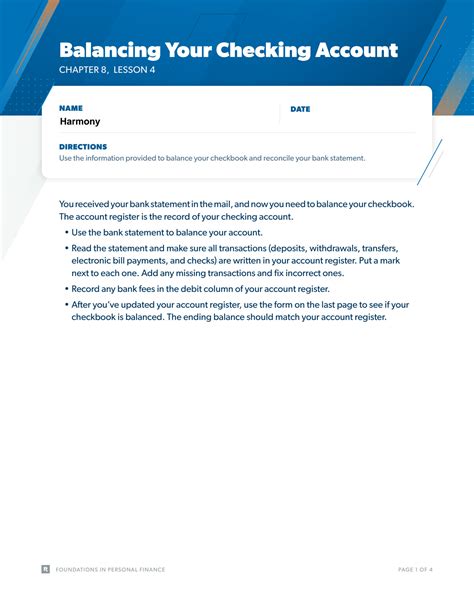 Image result for Checking Account Balance Worksheet