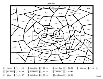 Image result for Color by Number 2 Digit Addition