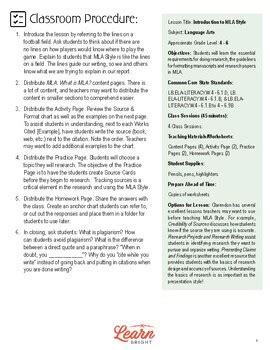Image result for Module 1 Lesson 2 MLA Discussion