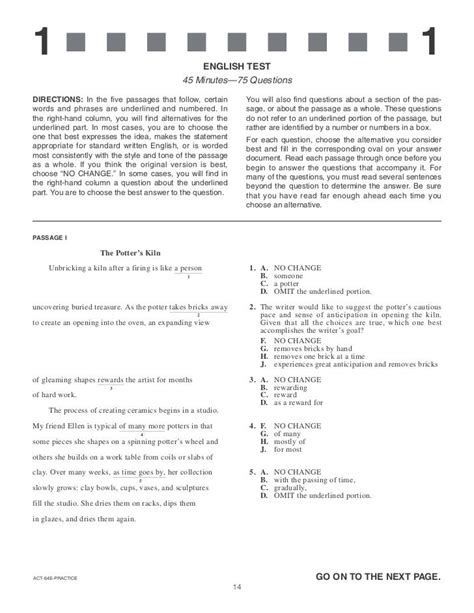 Image result for Act Practice Test PDF Printable