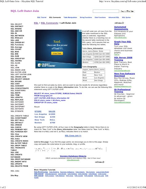 Image result for Oracle SQL Basics Left Outrerjoin