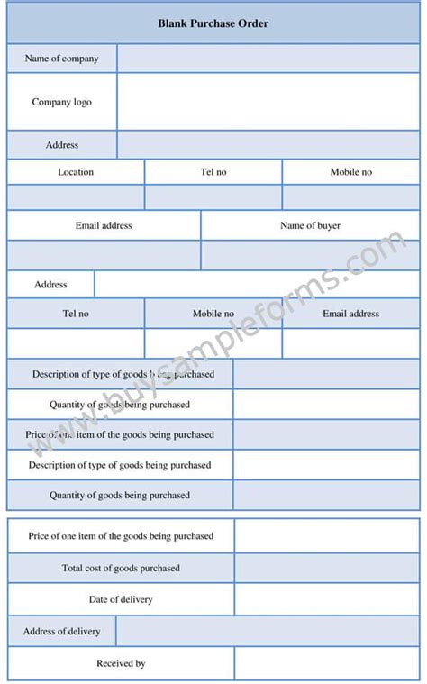 Image result for Printable Purchase Order Form