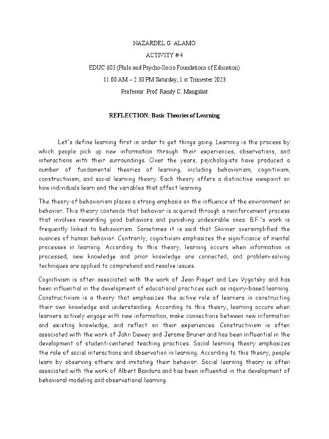 Image result for Reflective Learning Theory Example