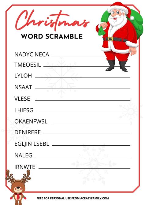 Christmas Word Scramble (Free Printable) | The Flanders Family Website ...