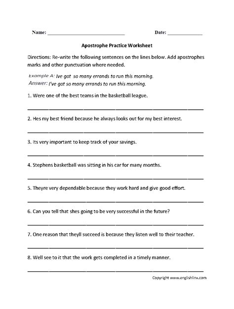 Image result for Apostrophe Practice Worksheet