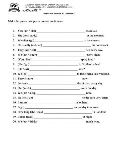 Image result for Presente Continuo Y Presente Simple Condiciones