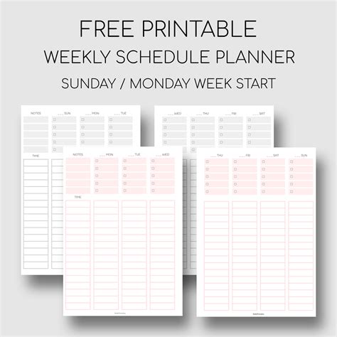 Image result for Free Printable Weekly Schedule Planner