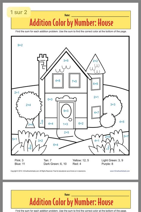 Image result for Simple Easy Addition Color by Number