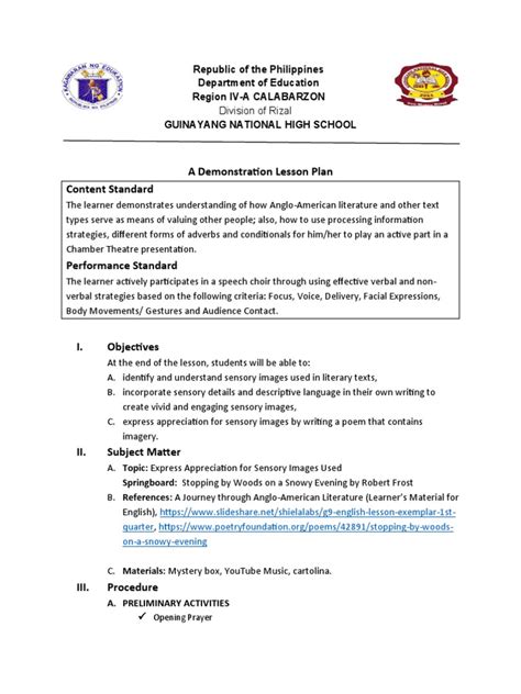 Image result for Demonstration Lesson Plan