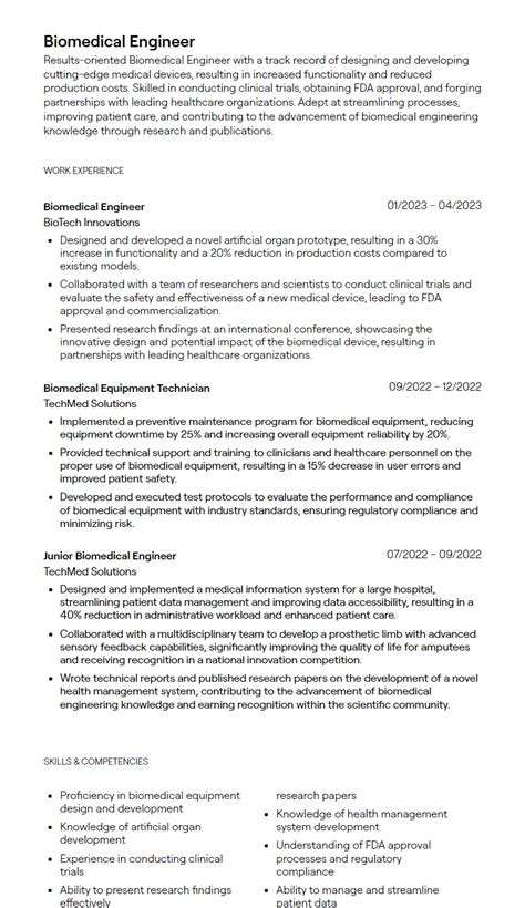 Image result for Biomedical Science Student Resume
