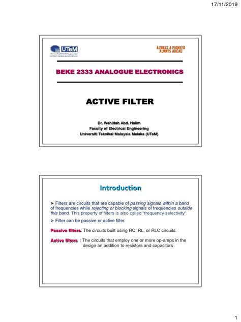 Image result for Active Filter Connection Diagram