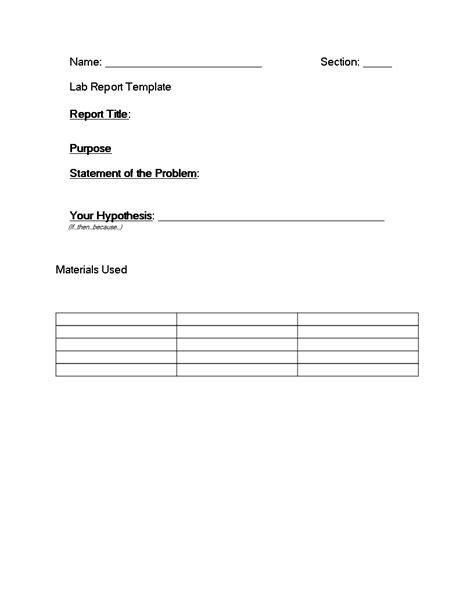Image result for List Form Lab Report Template