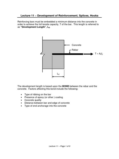 Image result for Reinforcing Steel Development Length