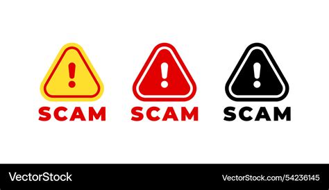 Scam alert signs warning badges Royalty Free Vector Image