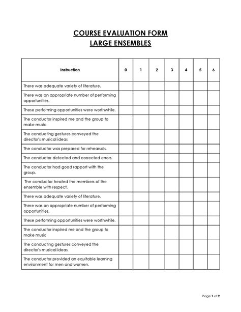 Image result for Sample Course Evaluation Form