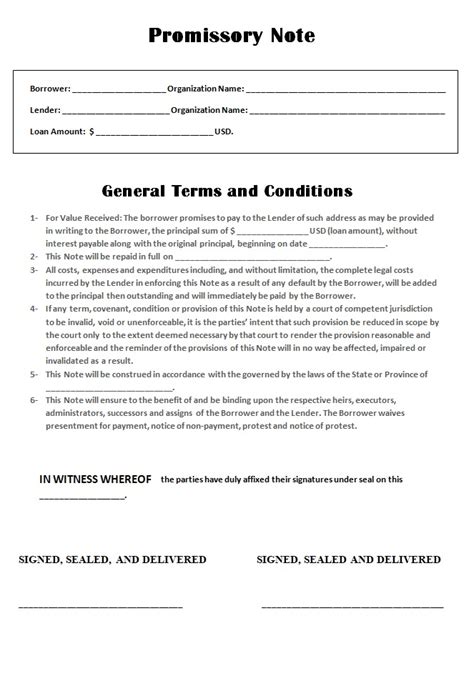 Image result for Promissory Note