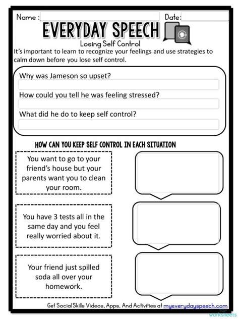 Image result for Practicing Self-Control Worksheet