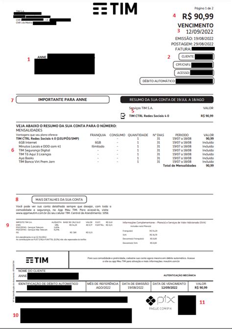 Image result for Recibo Conta Internet Tim