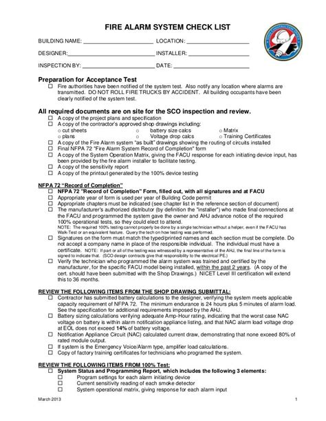 Image result for Fire Alarm Testing Weekly Checklist