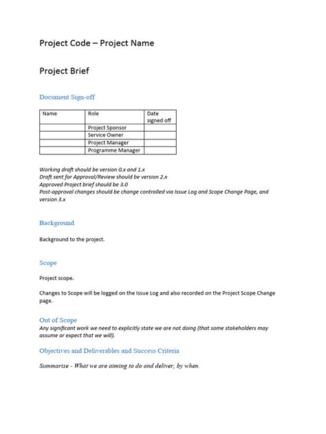 Image result for Project Brief Layout