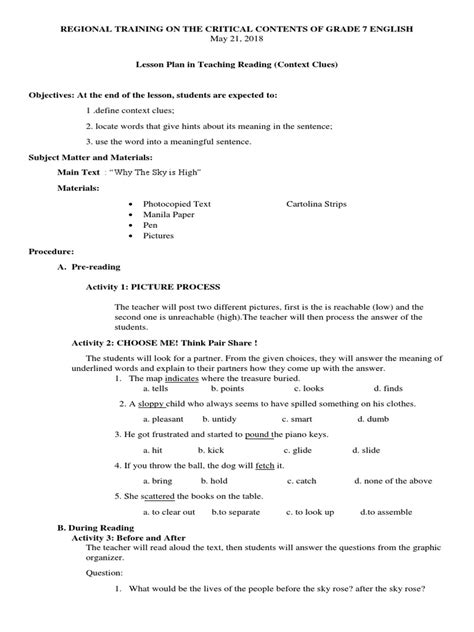 Image result for Context Setting for a Lesson Plan
