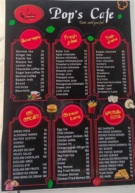 Image result for Pops Cafe Menu