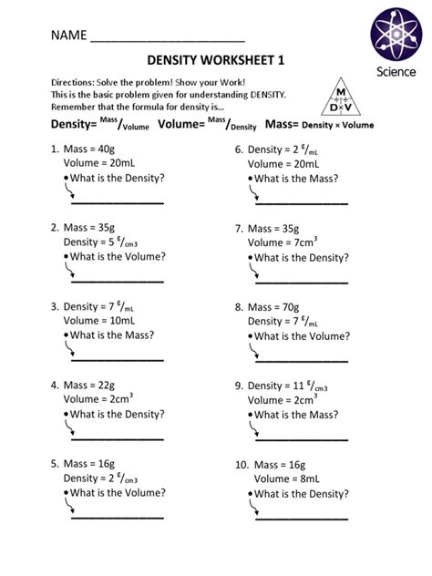 Density Worksheet 1 PDF | PDF | Density | Volume