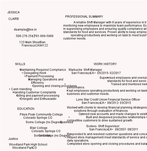 Image result for Shift Manager Resume Example