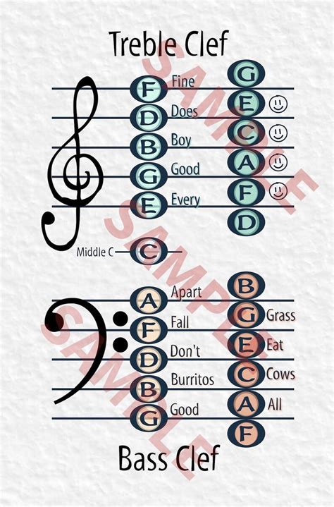Image result for Treble Bass Clef Notes