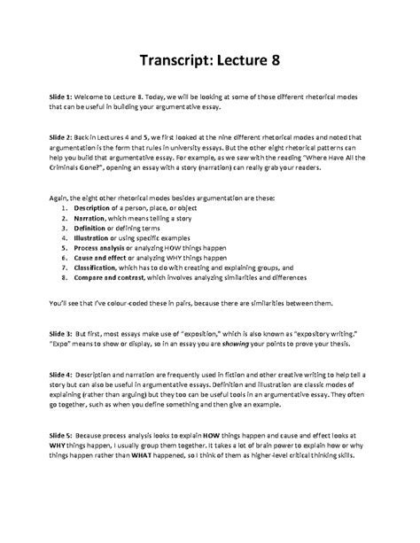 Image result for Video Lecture Transcript