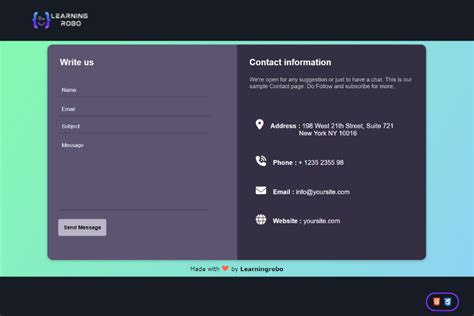 Image result for Contact Page CSS HTML