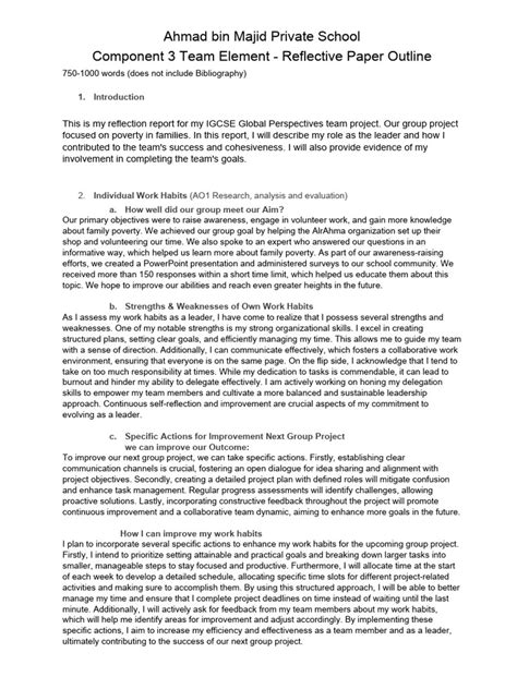 c3 Personal Element Reflective Paper Outline | PDF | Leadership | Goal