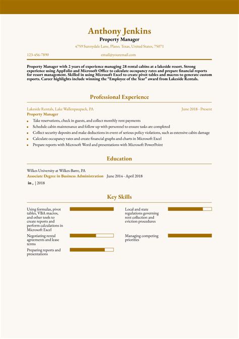 Image result for Property Manager Resume Examples/Samples