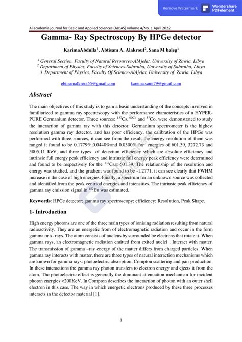 Image result for Gamma Ray Spectroscopy