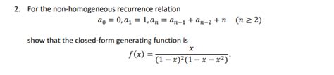 Image result for Non-Homogeneous Recurrence Relation Examples