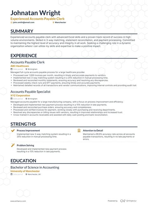 Image result for Accounts Payable CV Sample