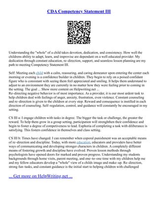 Image result for Competency Statement 6 CDA