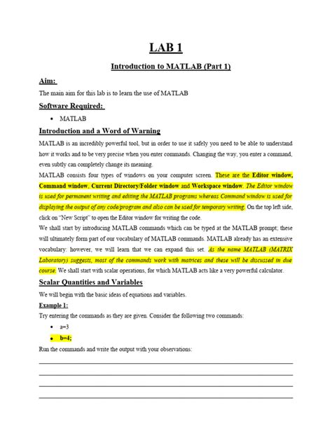 Image result for MATLAB Lab Manual PDF