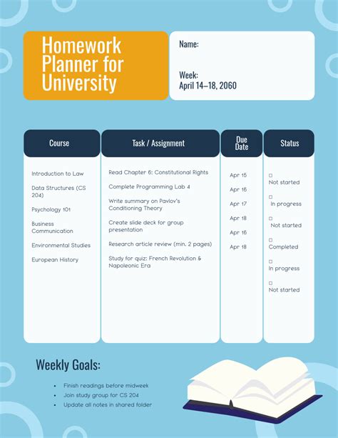 Image result for Homework Log Template