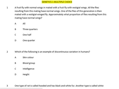 Image result for Genetics Multiple Choice Questions