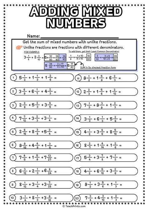 Image result for Adding Two Mixed Numbers Worksheet