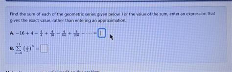 Image result for Geometric Series Sum Examples Answers