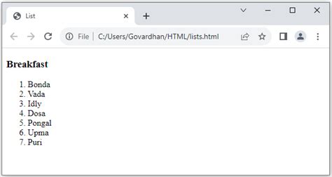 Image result for Simple List HTML