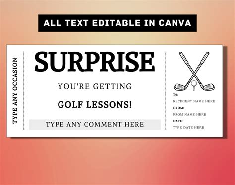 Image result for Golf Lessons Card