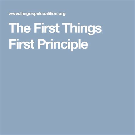 Image result for First Thing First Principle