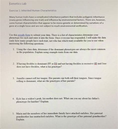 Image result for Human Genetics Lab Answers