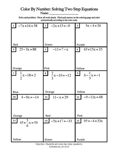 Image result for Two-Step Equations Worksheet PDF