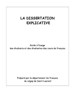 Image result for Dissertation Explicative Exemple